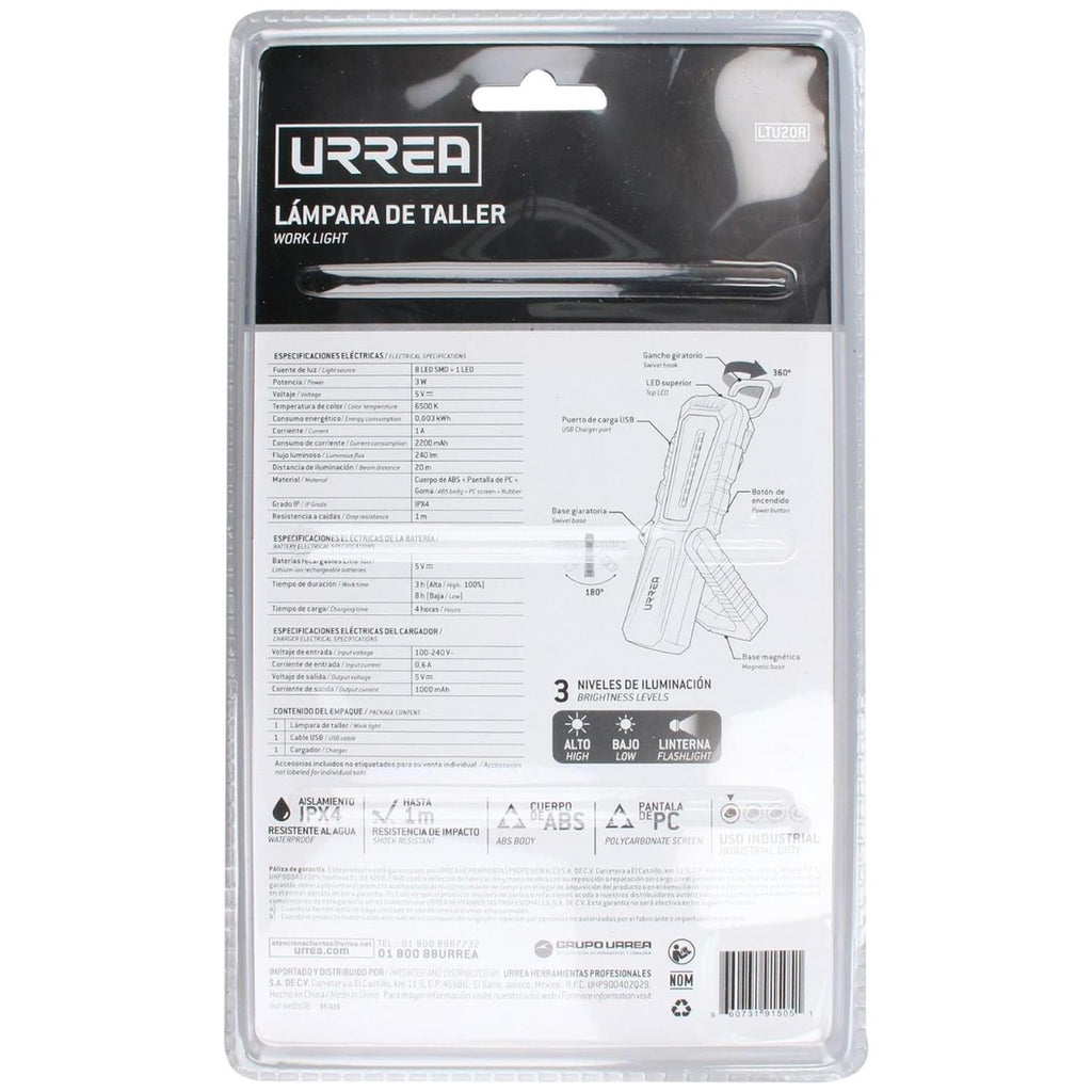Lámpara De Led Para Taller Recargables Urrea. Herramientas de ...